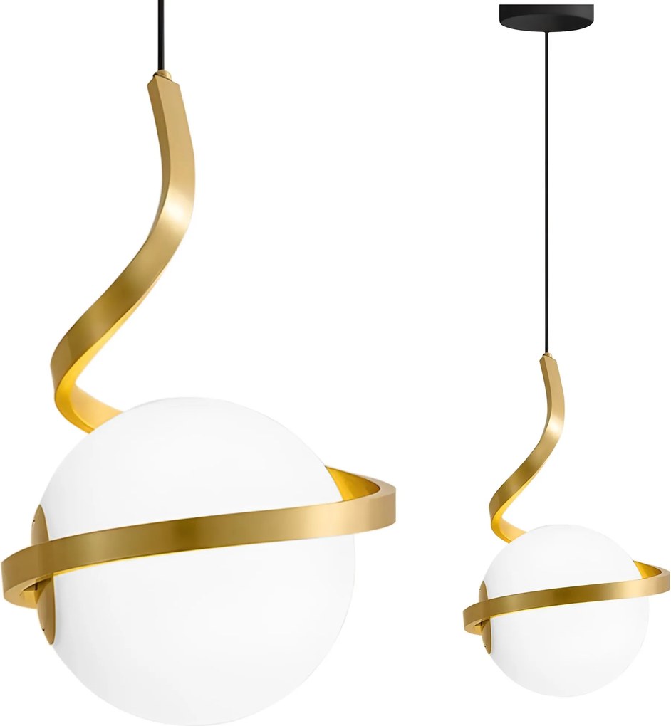 Toolight Toolight, LED závěsné osvětlení 1xE27, G020-CP, zlatá-bílá, OSW-04314