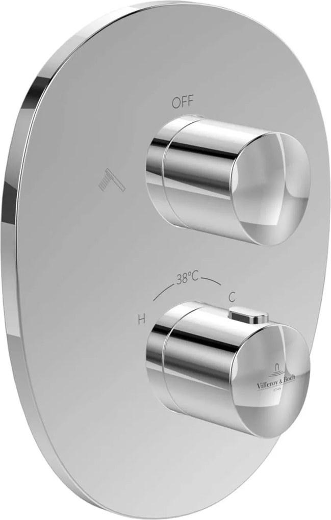 Villeroy & Boch Antao - Termostatická baterie pod omítku, pro 2 spotřebiče, s tělesem, chrom TVS11100200061
