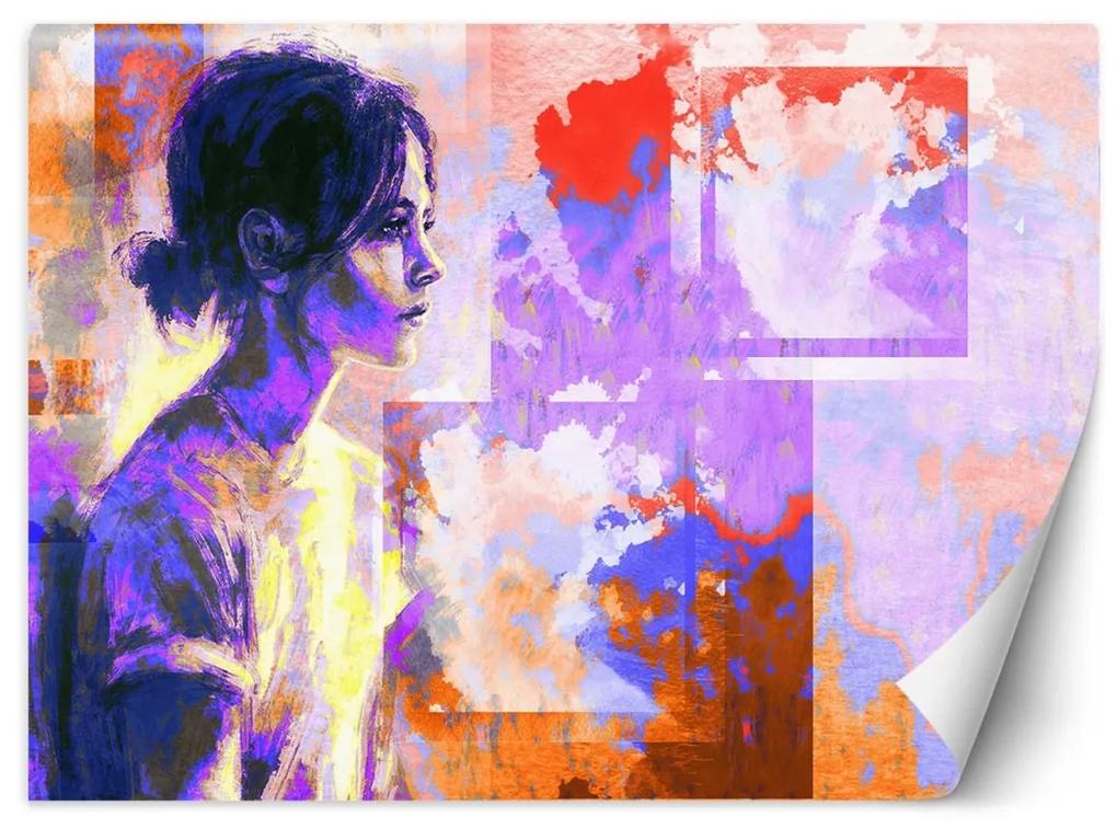 Fototapeta, Portrét ženy ve fialovém - 250x175 cm