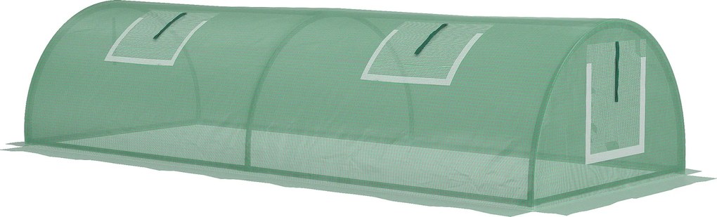 Zahradní skleník Outsunny s rolovacím oknem, zimní ocelová konstrukce, voděodolný skleník pro balkon, rajčatový skleník s UV ochranou 200x80x45cm | Ao