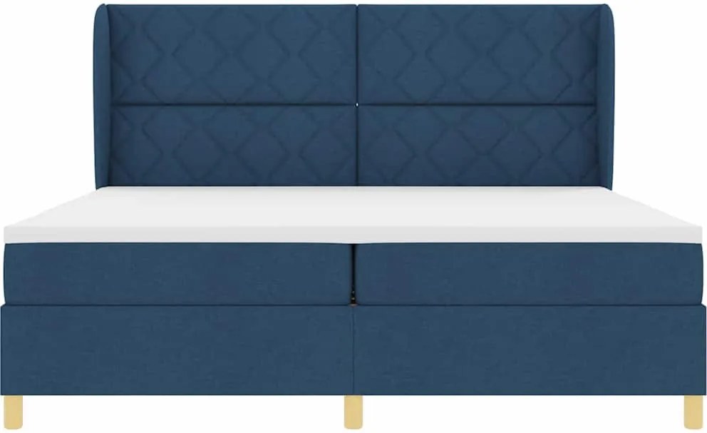 Postel s boxspringem s čelo Modrá 200 x 200 cm textil 3340843