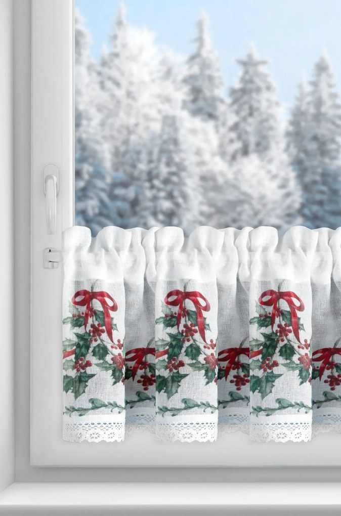 KRÁTKÁ VÁNOČNÍ ZÁCLONA NA PÁSCE XMAS7 150X30 CM VZOROVANÁ