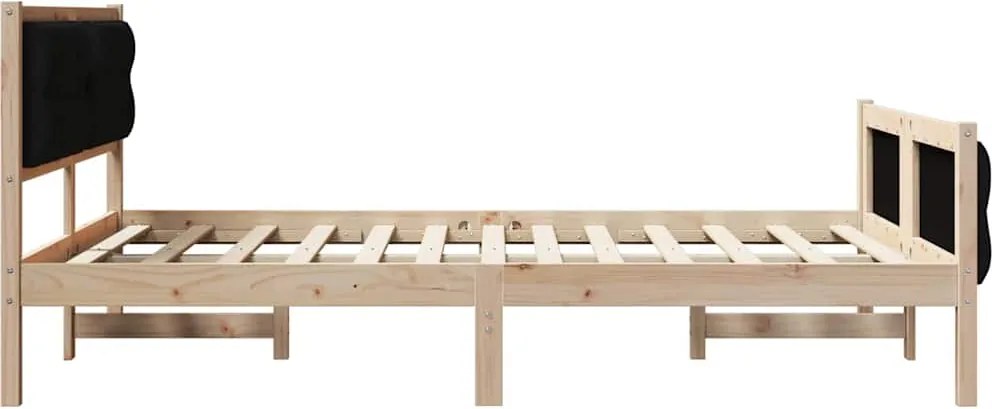 Rám postele s čelo Černá 140 x 190 cm Masivní borové dřevo 3394295
