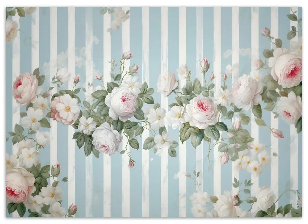 Fototapeta, Bílé vintage květiny - 400x280 cm