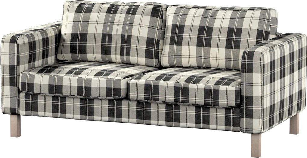 Potah na pohovku IKEA Karlstad 2-místná, nerozkládací, krátký barva černá látka pletený vzor, vzorované