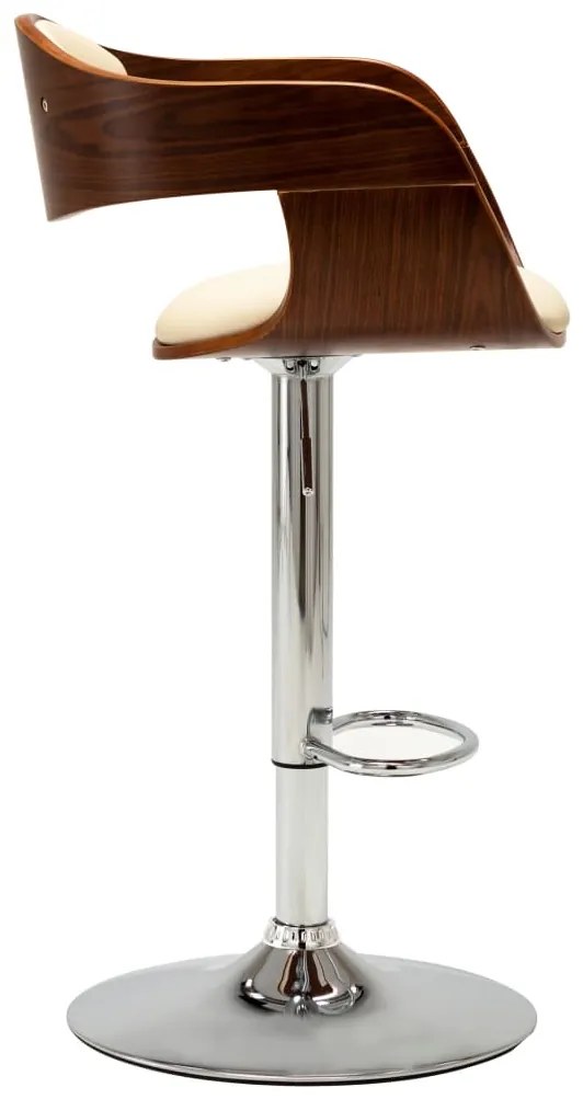 Barová židle krémová ohýbané dřevo a umělá kůže,  283118