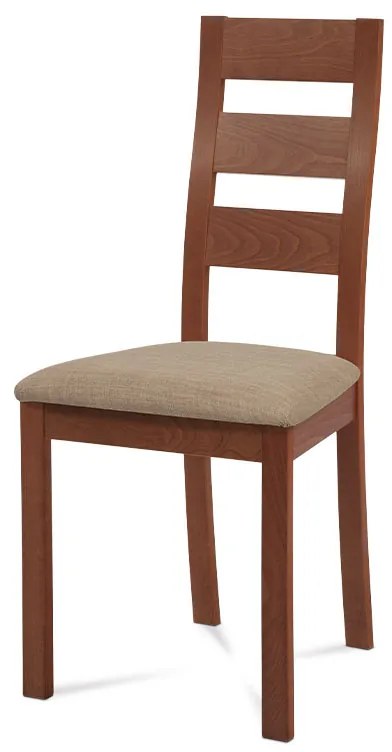 Jídelní židle BC-2603 TR3 masiv buk, barva třešeň, látka béžová