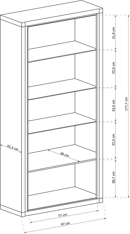Obývací stěna s vitrínou DALLAS t | 312 cm + 97 cm | 4 díly | dub trufla