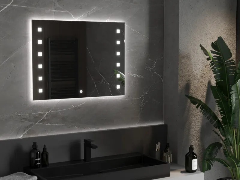 Mexen Ner, LED koupelnové zrcadlo s podsvícením 80x60 cm, 6000K, ochrana proti zamlžování, 9809-080-060-611-00