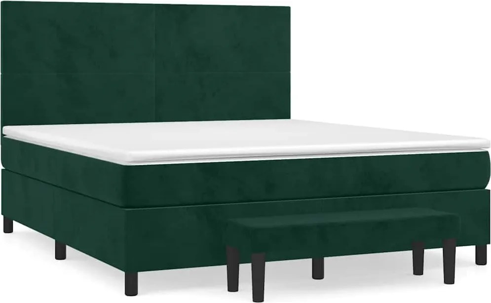 Box spring postel s matrací tmavě zelená 160x200 cm samet 3137734