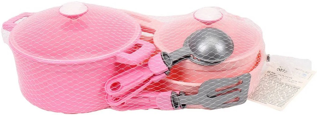 _Ostatní 1_ Nádobí baby dětské růžové set 2 hrnce s pánví a doplňky plast 36214