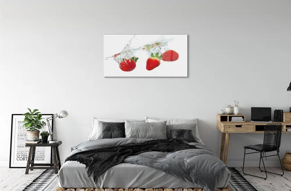 akrylový obraz Water Strawberry bílé pozadí 100x50 cm