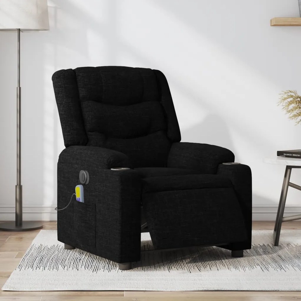 Elektrické masážní polohovací křeslo černé textil 3206572