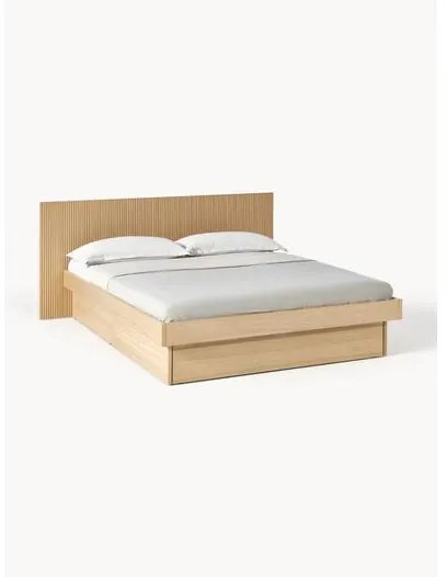 Dřevěná postel's úložným prostorem a čelem Sato