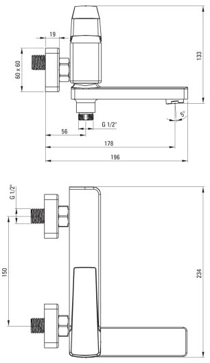 Deante BQL_N12M - Vanová baterie skládací BLUR černá