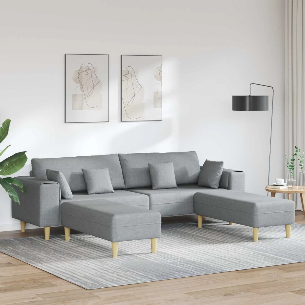 Pohovka 3 ks Světle šedá textil 3335162