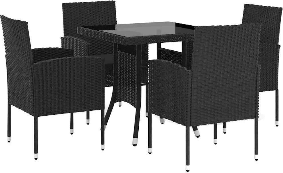 5dílný zahradní jídelní set polyratan černý 3059414
