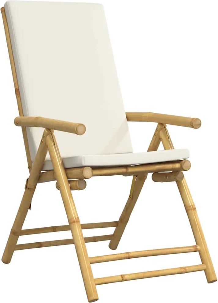 3dílný skládací bistro set s krémově bílými poduškami bambus 3208937