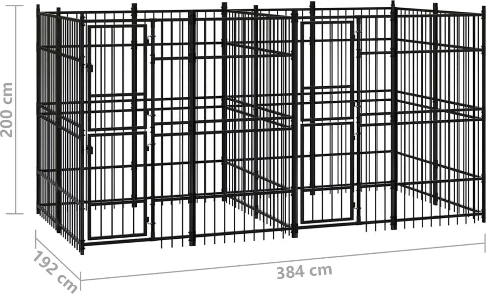 vidaXL Venkovní psí kotec ocel 7,37 m² [3098010]