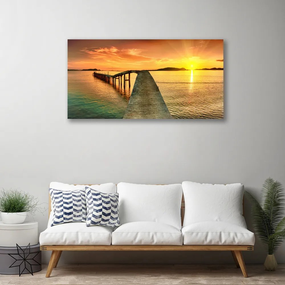 Obraz na plátně Moře Slunce Most Krajina 100x50 cm