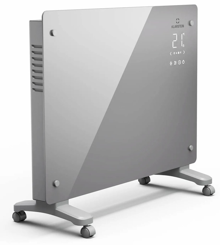 Klarstein Bansin Crystal Smart Kovektor 1500, 1500 W, Aplikace, 5- 50 °C, LED displej, Dotykový displej