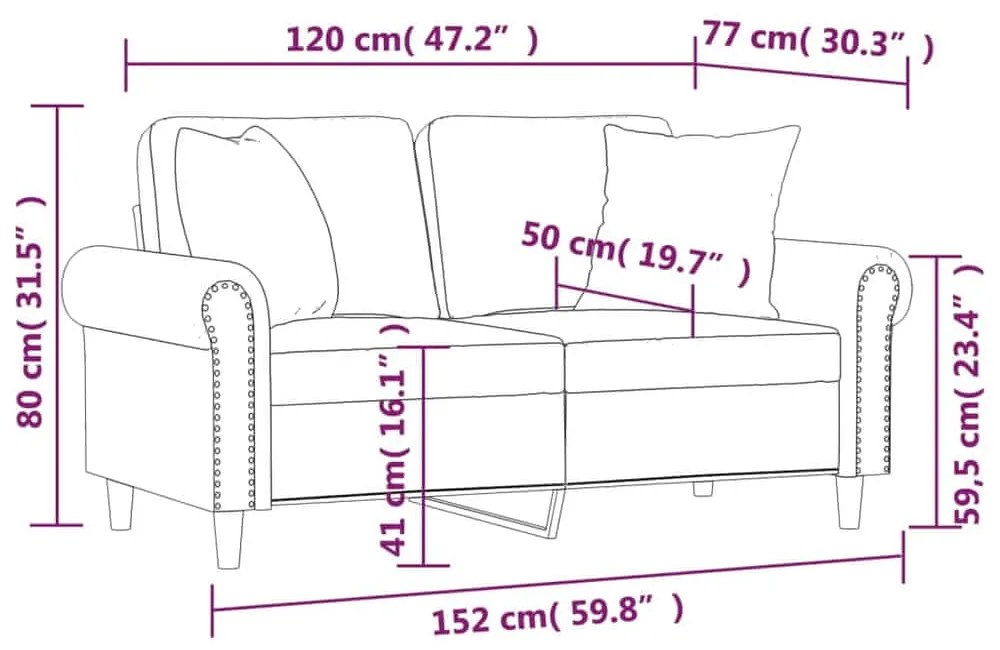 Petromila 2místná pohovka s polštáři černá 120 cm samet