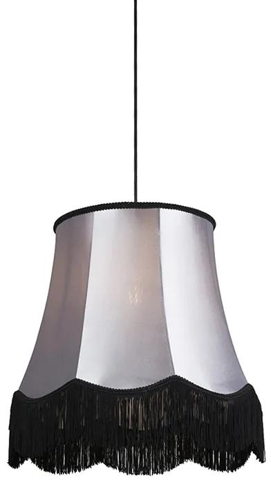 Retro závěsná lampa černá se šedou 45 cm - babička