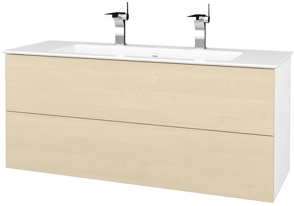 Dřevojas Koupelnová skříň VARIANTE SZZ2 120 (umyvadlo Pura) Varianta: N01 Bílá lesk / D03 Cafe