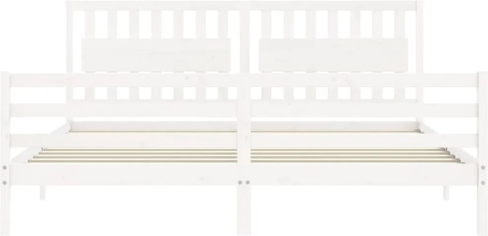 Rám postele s čelem bílý 200 x 200 cm masivní dřevo 3194332