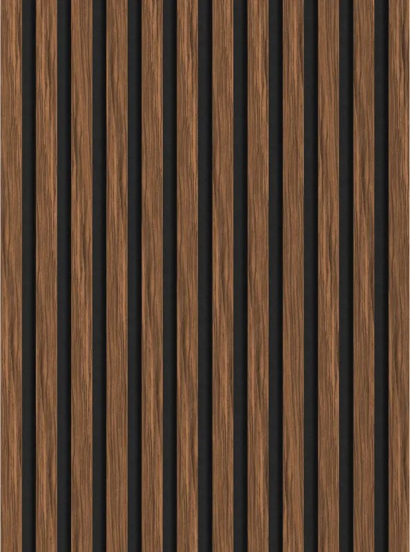 Mexen Lam-F, akustické stěnové lamely 275 × 30 cm, plstěný podklad 8 mm, technická dýha, mahagon rubínový, S105-275307-3015-013