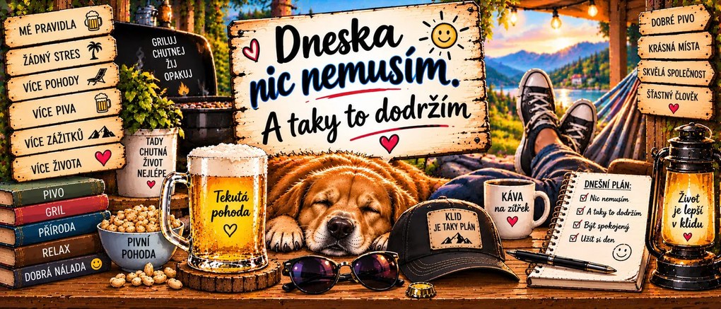 Vtipný hrnek pro muže Dneska nic nemusím – originální dárek pro chlapa 300 ml