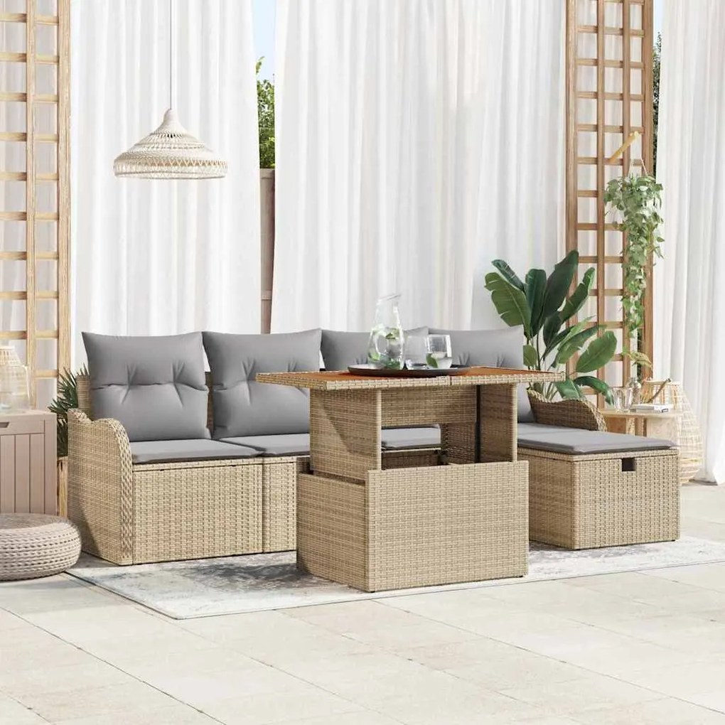 Sada zahradních pohovek 6 ks Béžová polyratan 3361266