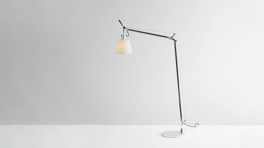 Artemide Tolomeo Basculante 180 Lettura, stojací lampa s vypínačem, pergamenové stínítko, 1x46W E27, výška 108+87cm