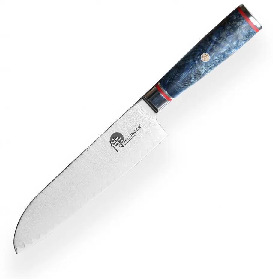 nůž SANTOKU 7" (180 mm) Dellinger LADDER Blue Shadow Professional Damascus