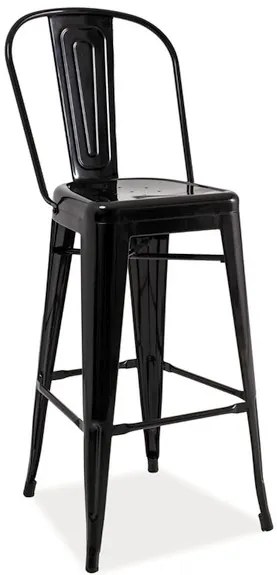 Moderní barová kovová židle v černé barvě KN380