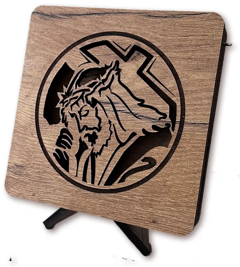 Li-Go "Ježíš a kříž" lampa 19x19cm provedení povrchu: jedle