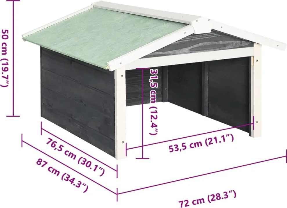 vidaXL Garáž na robotickou sekačku 72x87x50 cm a bílá jedle [170880] Barva: Šedá