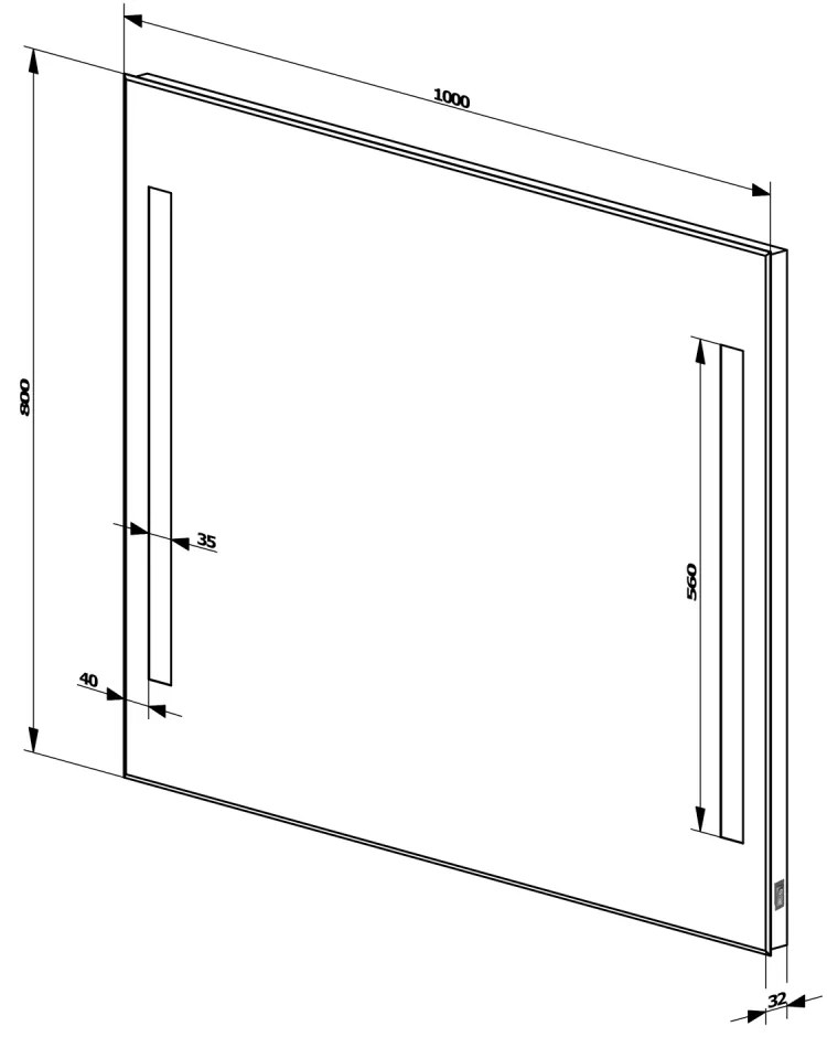 Aqualine Zrcadlo s LED osvětlením 100x80cm, kolébkový vypínač ATH7