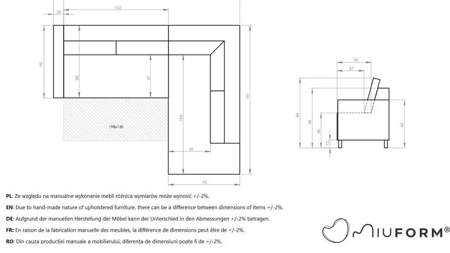 Tmavě šedá sametová rozkládací rohová pohovka (pravý roh) Lofty Lilly – Miuform