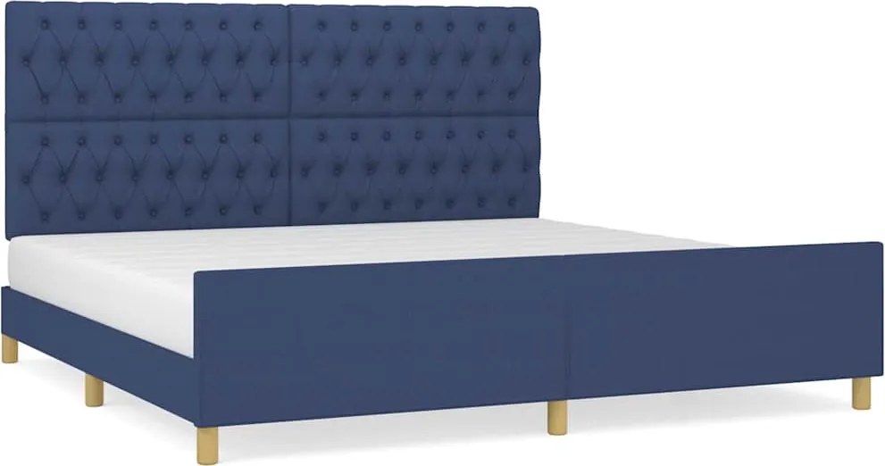 Rám postele s čelem modrý 200 x 200 cm textil 3125330