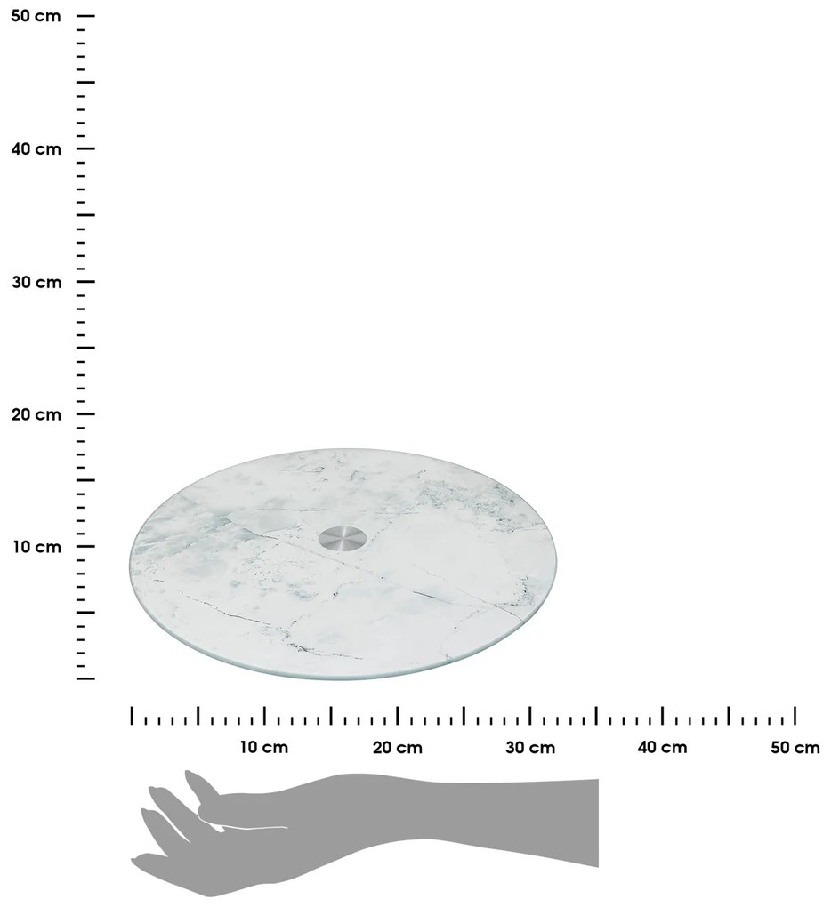 Skleněný otočný servírovací tác White Marble, (fi) 32 cm