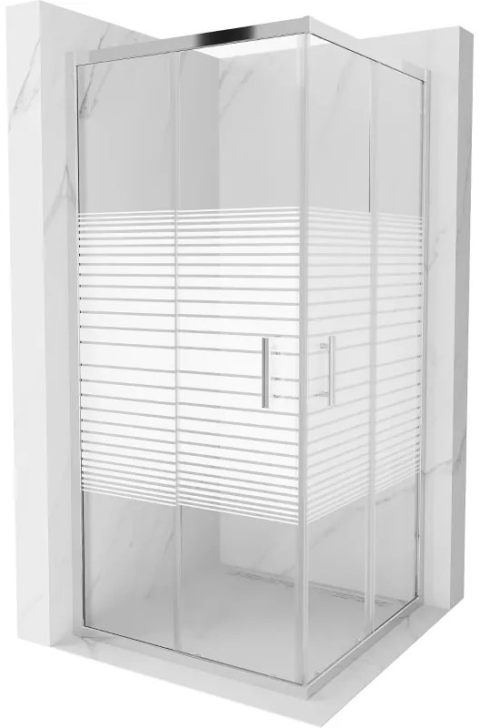 Mexen RIO - Čtvercový sprchový kout 90x90 cm, průhledná / pásy, 860-090-090-01-20