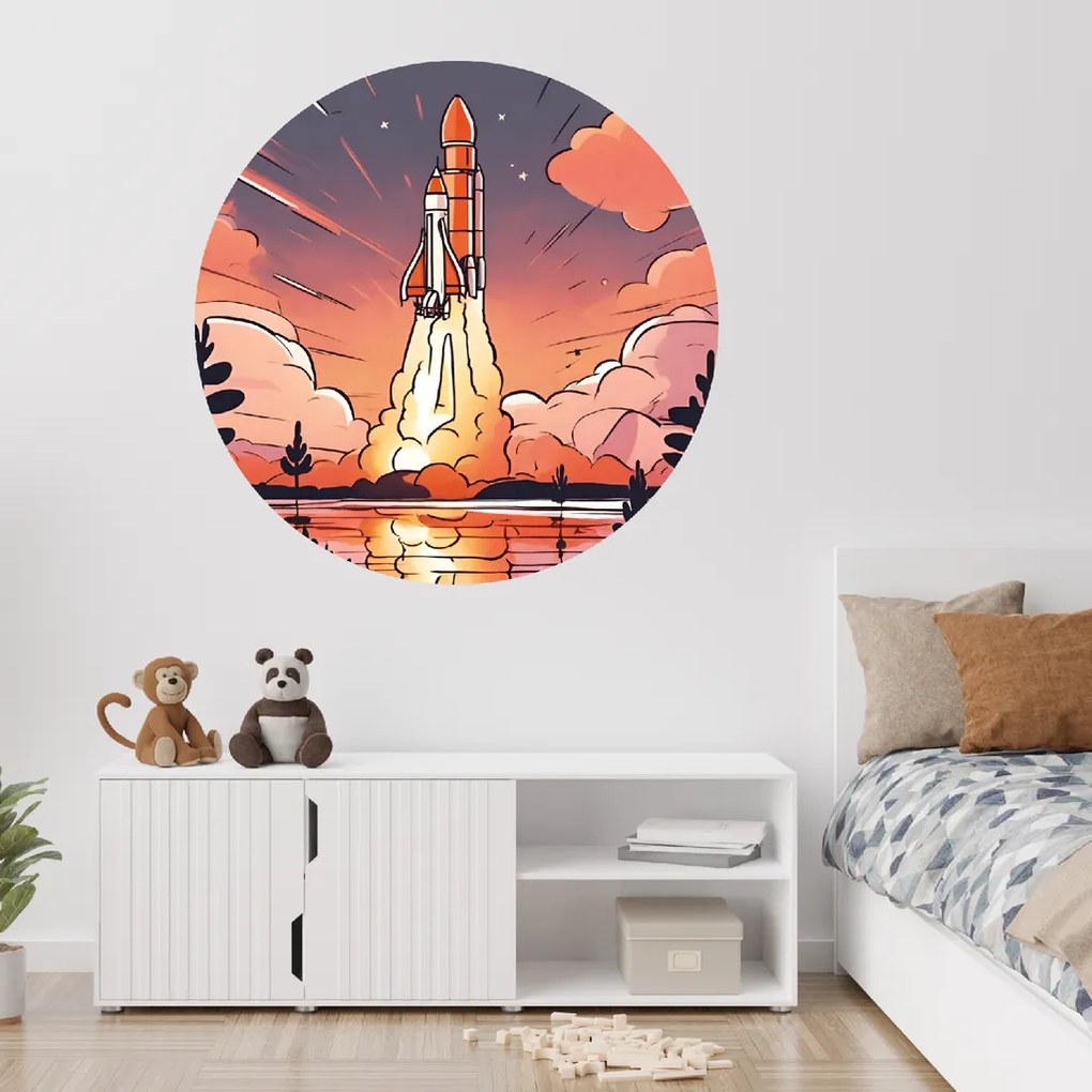 PIPPER. Kruhová samolepka na zeď "Start raketoplánu" Velikost: 60cm