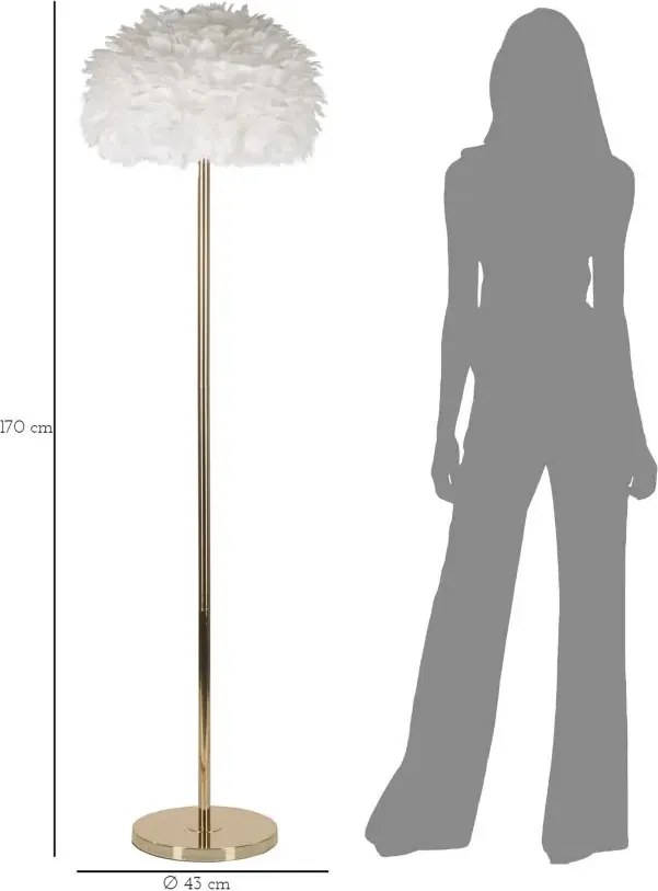 Stojací lampa Feathers 170 cm bílá/zlatá