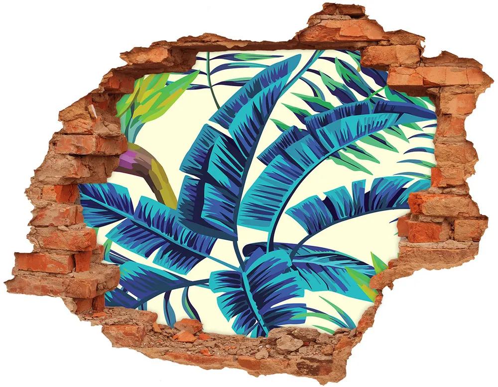 Wallmuralia Nálepka 3D díra na zeď samolepící Tropické listí 90x70 cm