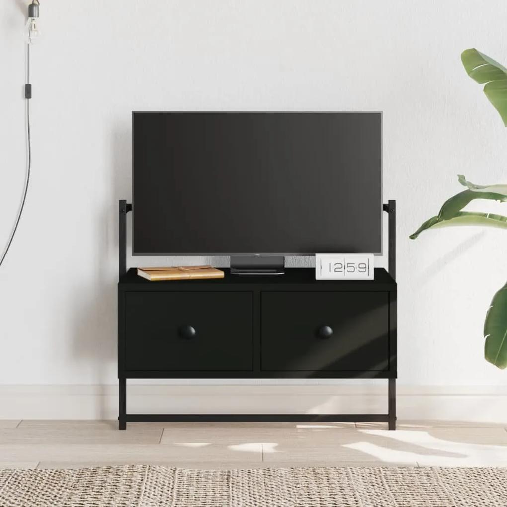 TV skříňka nástěnná černá 60,5 x 30 x 51 cm kompozitní dřevo - Default Title