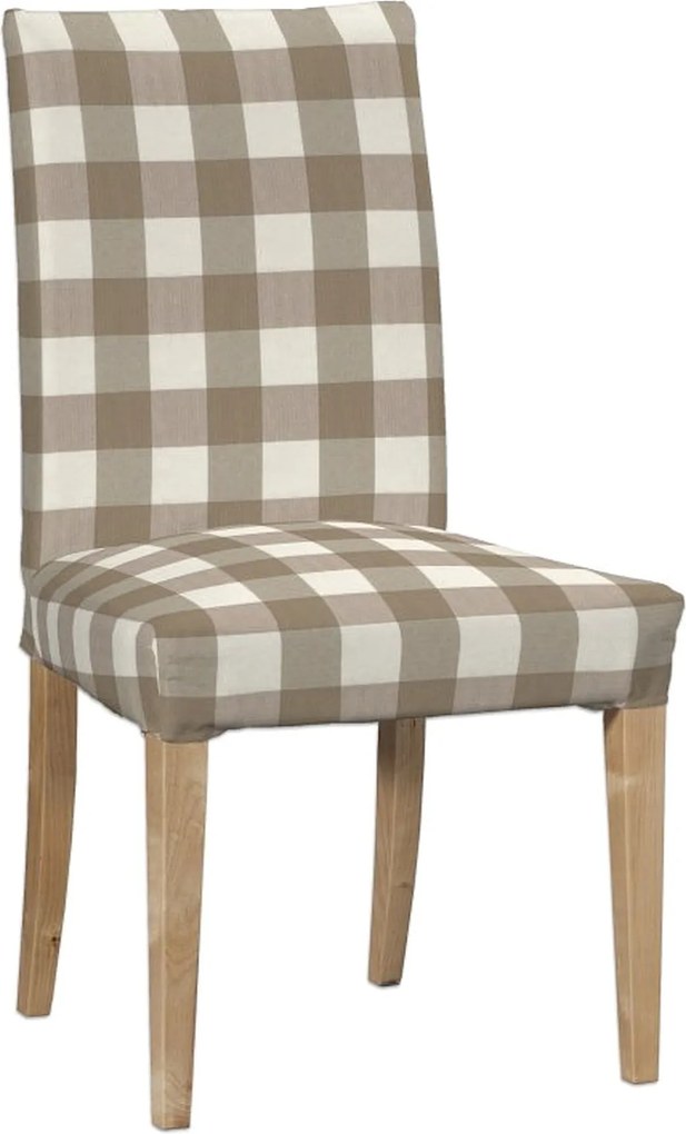 Potah na židli IKEA Henriksdal, krátký barva béžová látka vzorované
