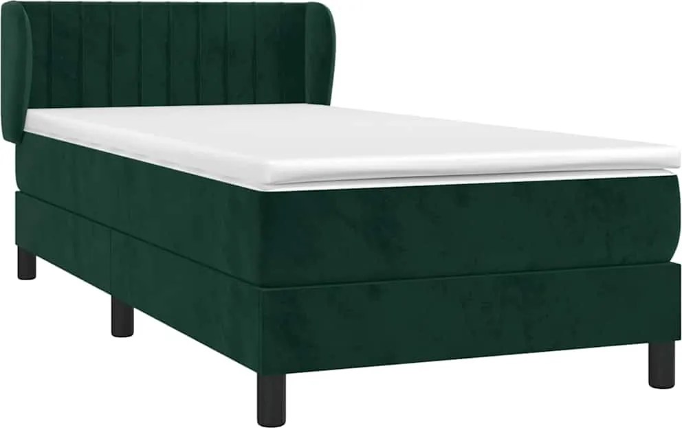 Box spring postel s matrací tmavě zelená 90x200 cm samet 3127592