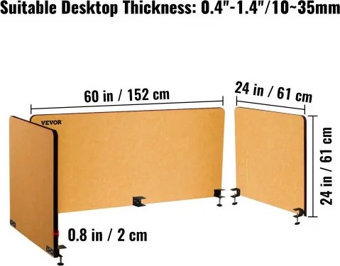 Desk Divider 152,4 cm Desk Privacy Panel, 3 Panel Privacy Akustický panel – Žlutá