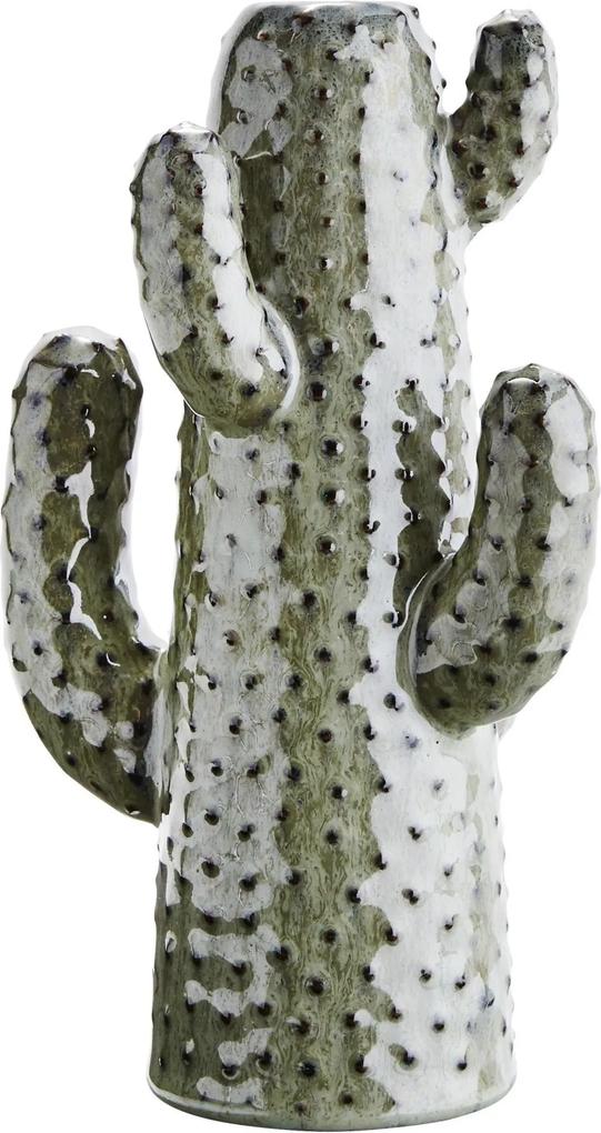 MADAM STOLTZ Kameninová váza Cactus Green, zelená barva, keramika